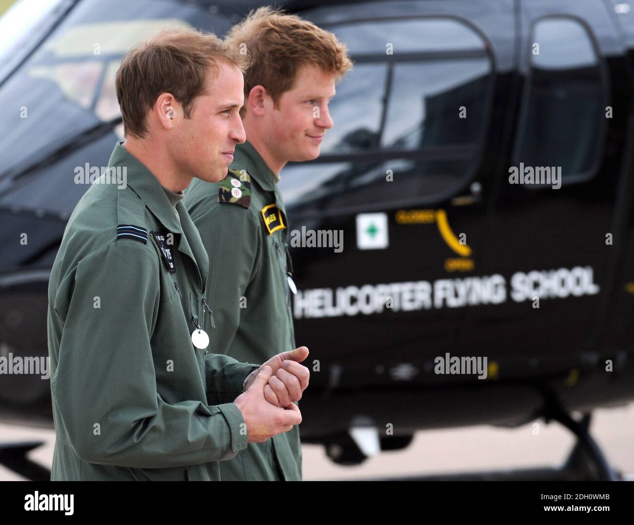 Princes William and Harry during a photocall at their military ...