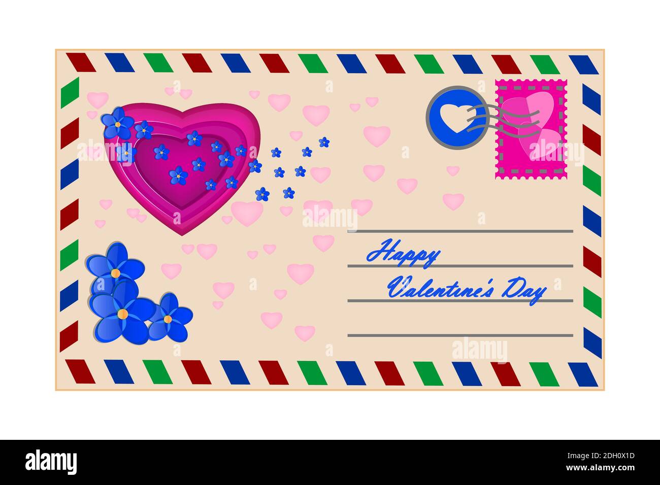 Valentines day envelope isolated on white background. Love letter with ...