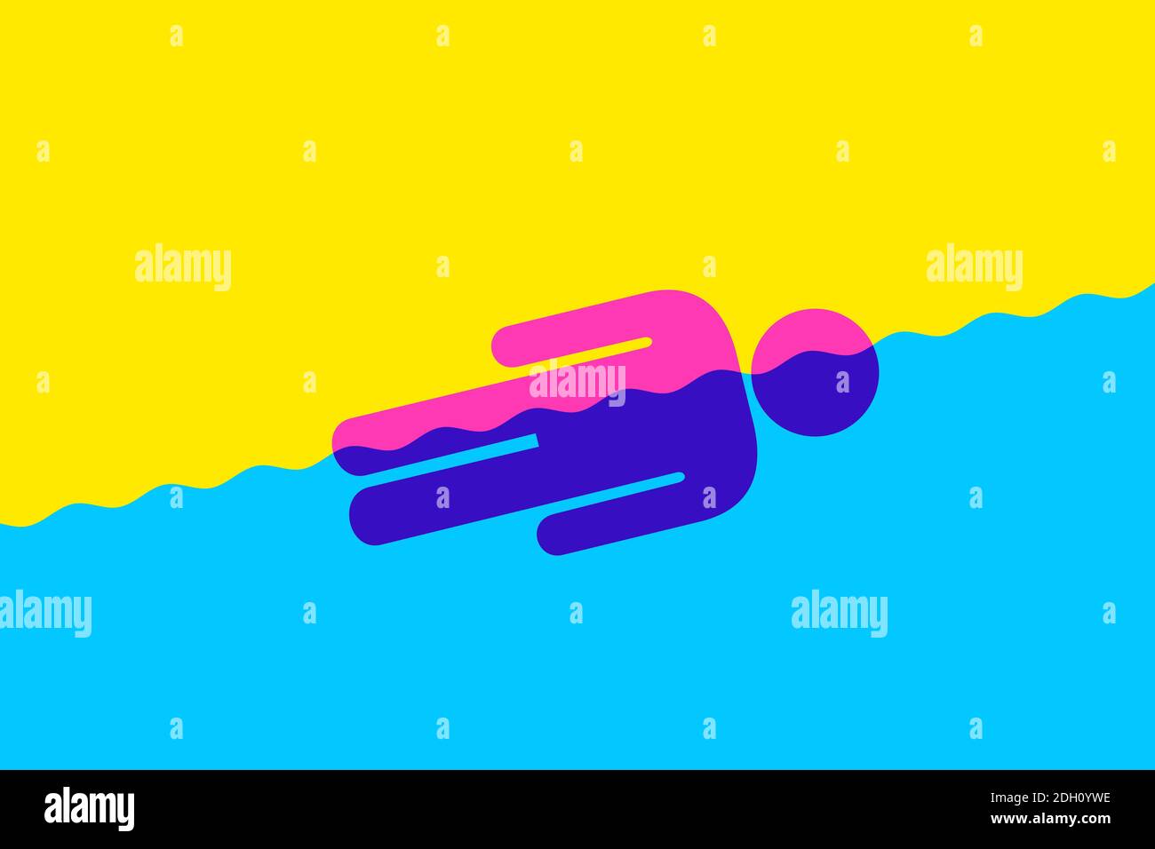 Person is in the flow. male is floating in the water - total devotion ...