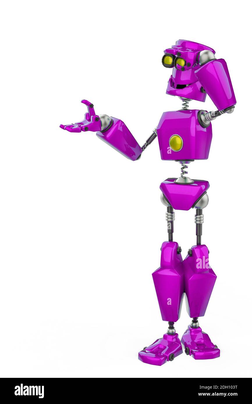 funny robot cartoon in a white background., 3d illustration Stock Photo ...