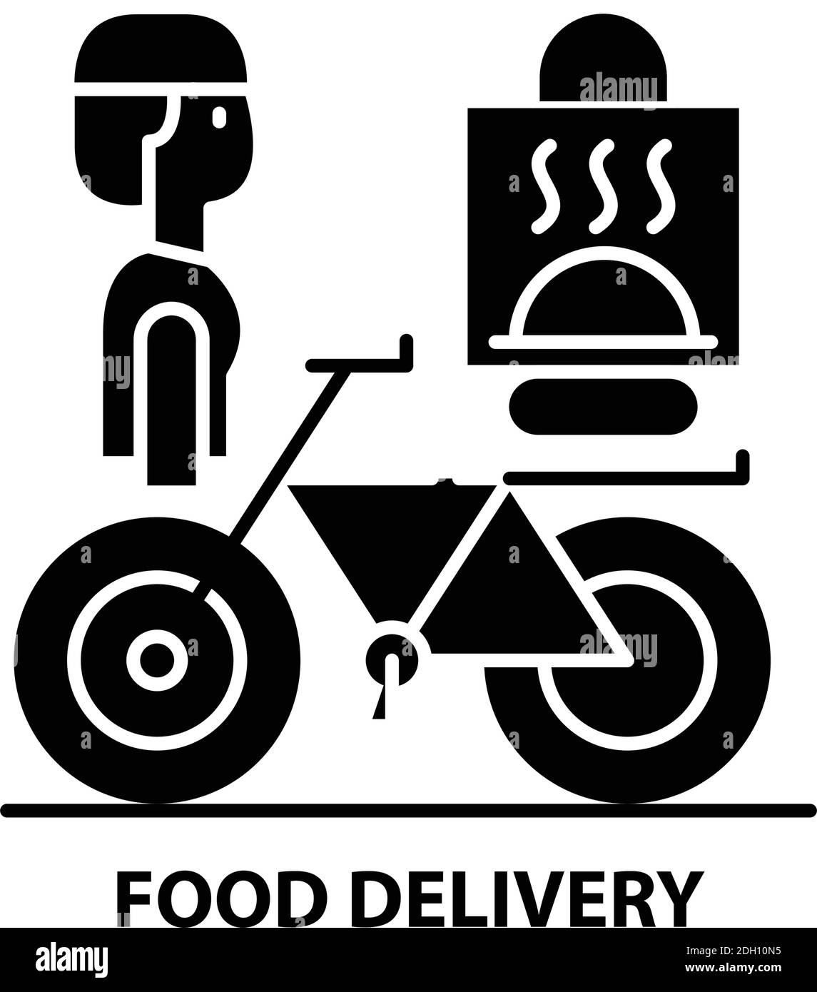 food delivery icon, black vector sign with editable strokes, concept ...
