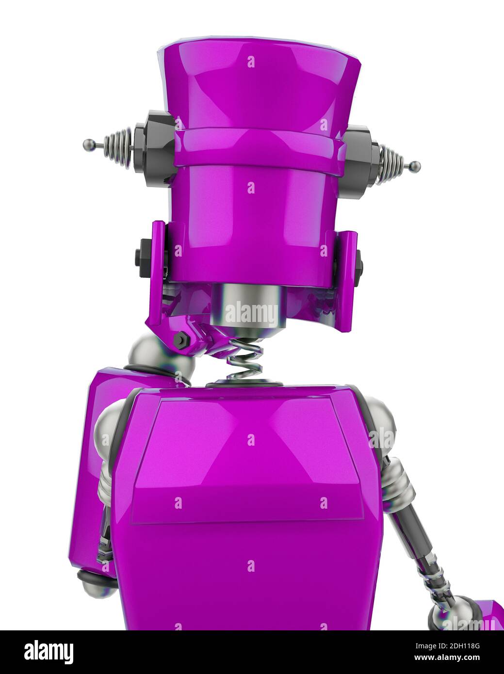 funny robot cartoon in a white background rear view, 3d illustration ...