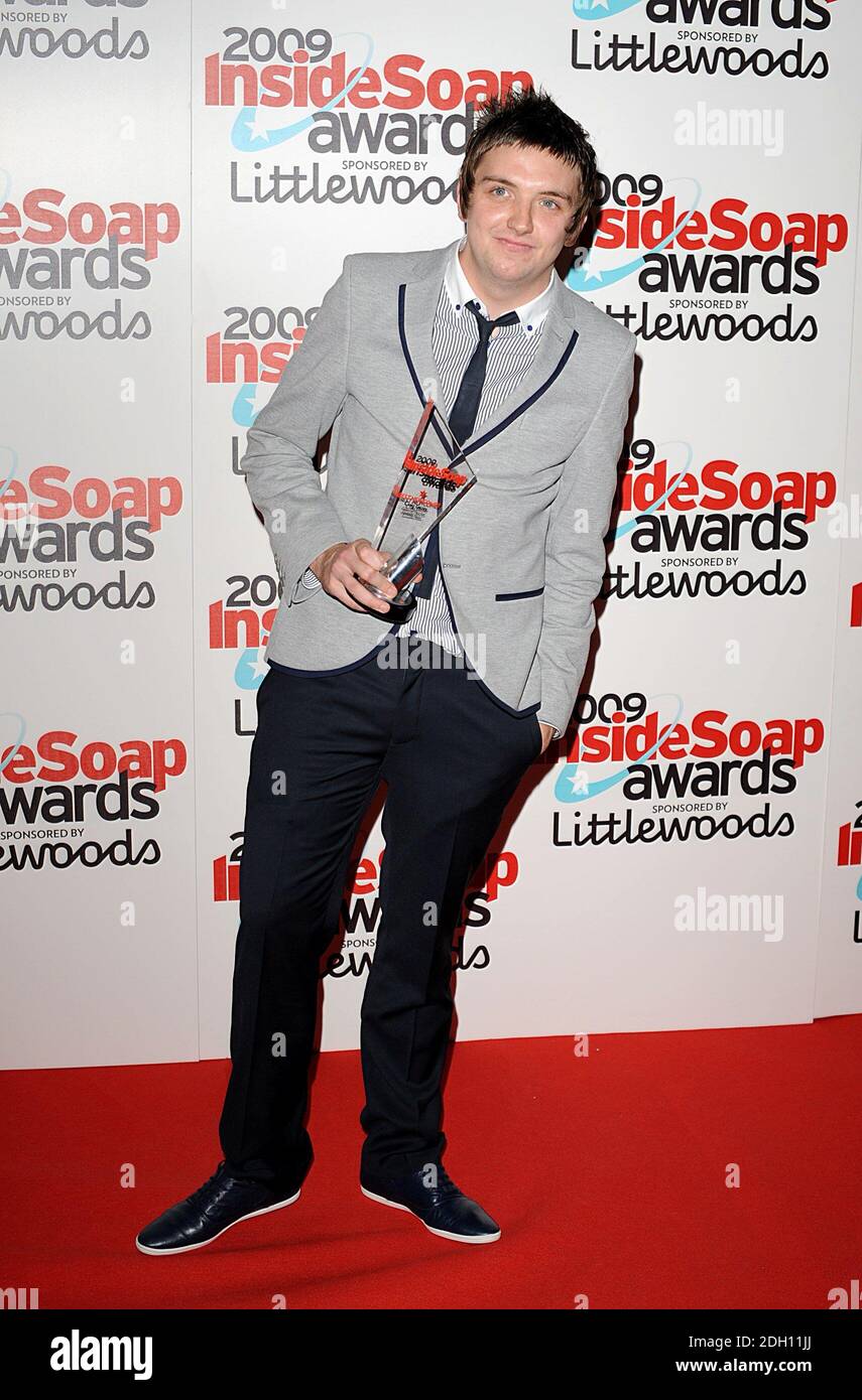 Craig Gazey with the Best Newcomer award at the 2009 Inside Soap Awards ...