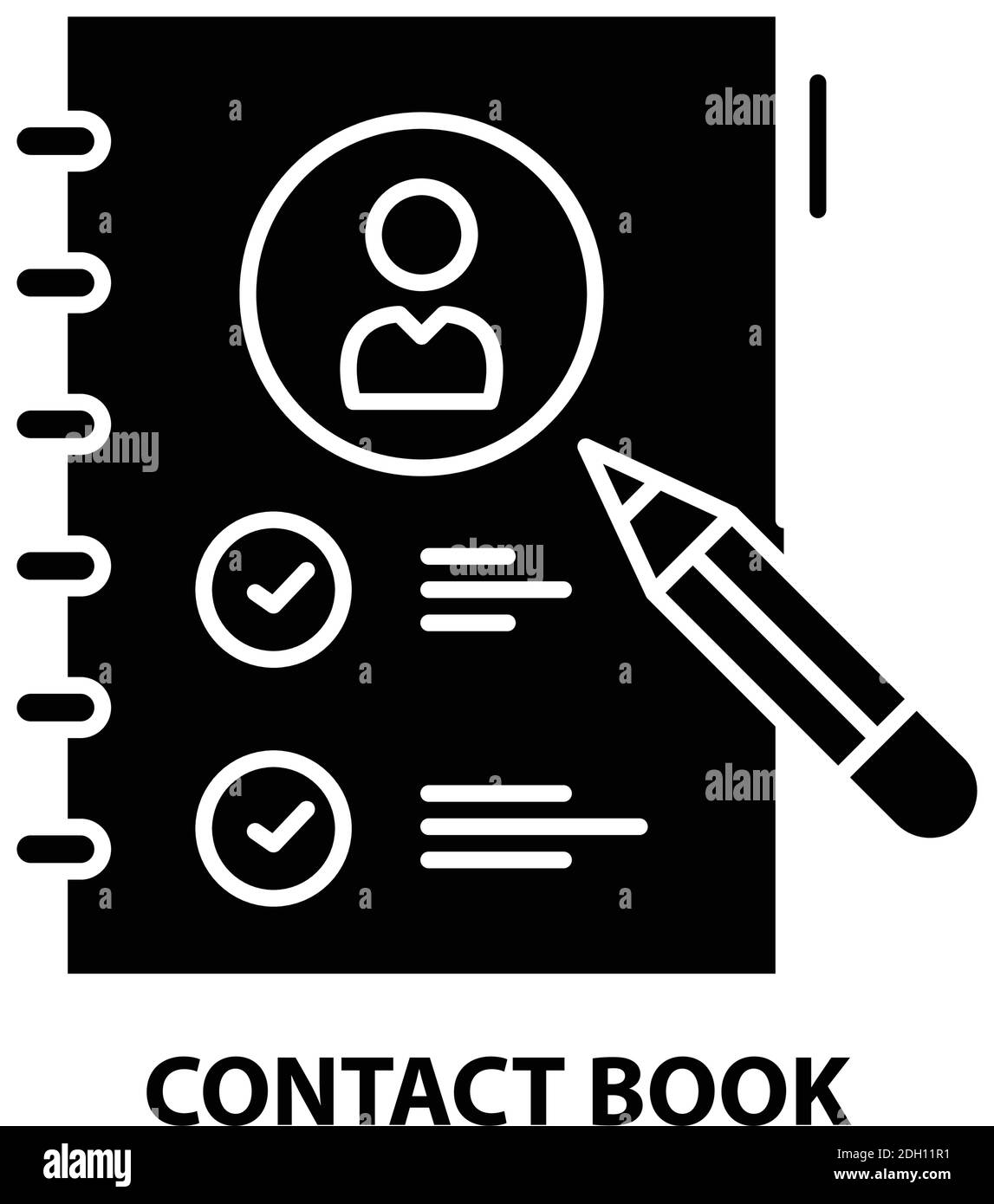 contact book icon, black vector sign with editable strokes, concept ...
