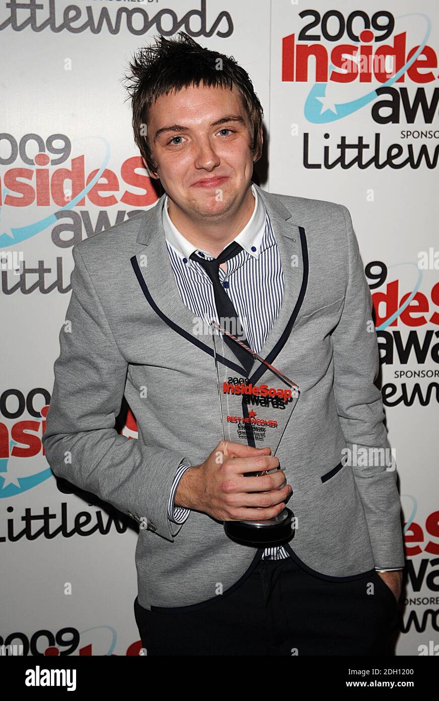 Craig Gazey with the Best Newcomer award at the 2009 Inside Soap Awards ...