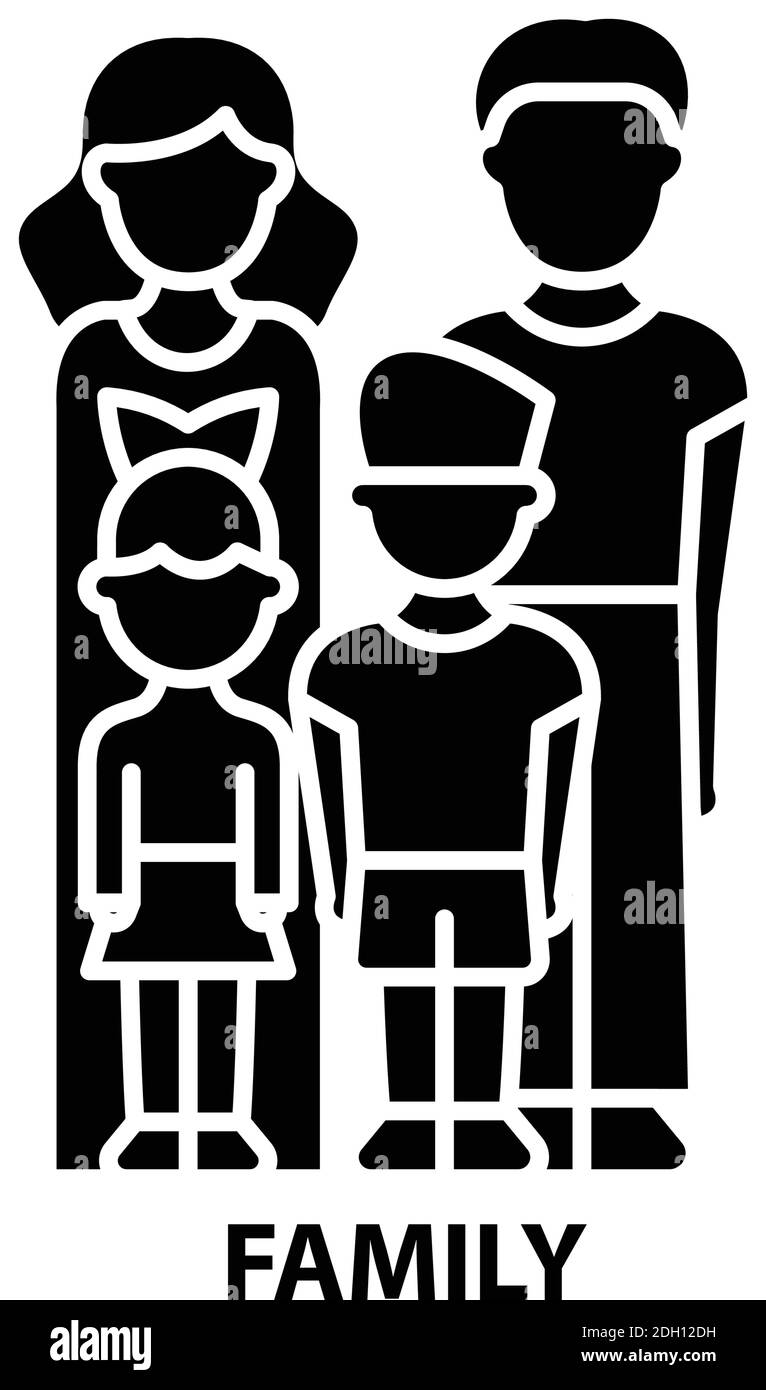 family symbol icon, black vector sign with editable strokes, concept ...