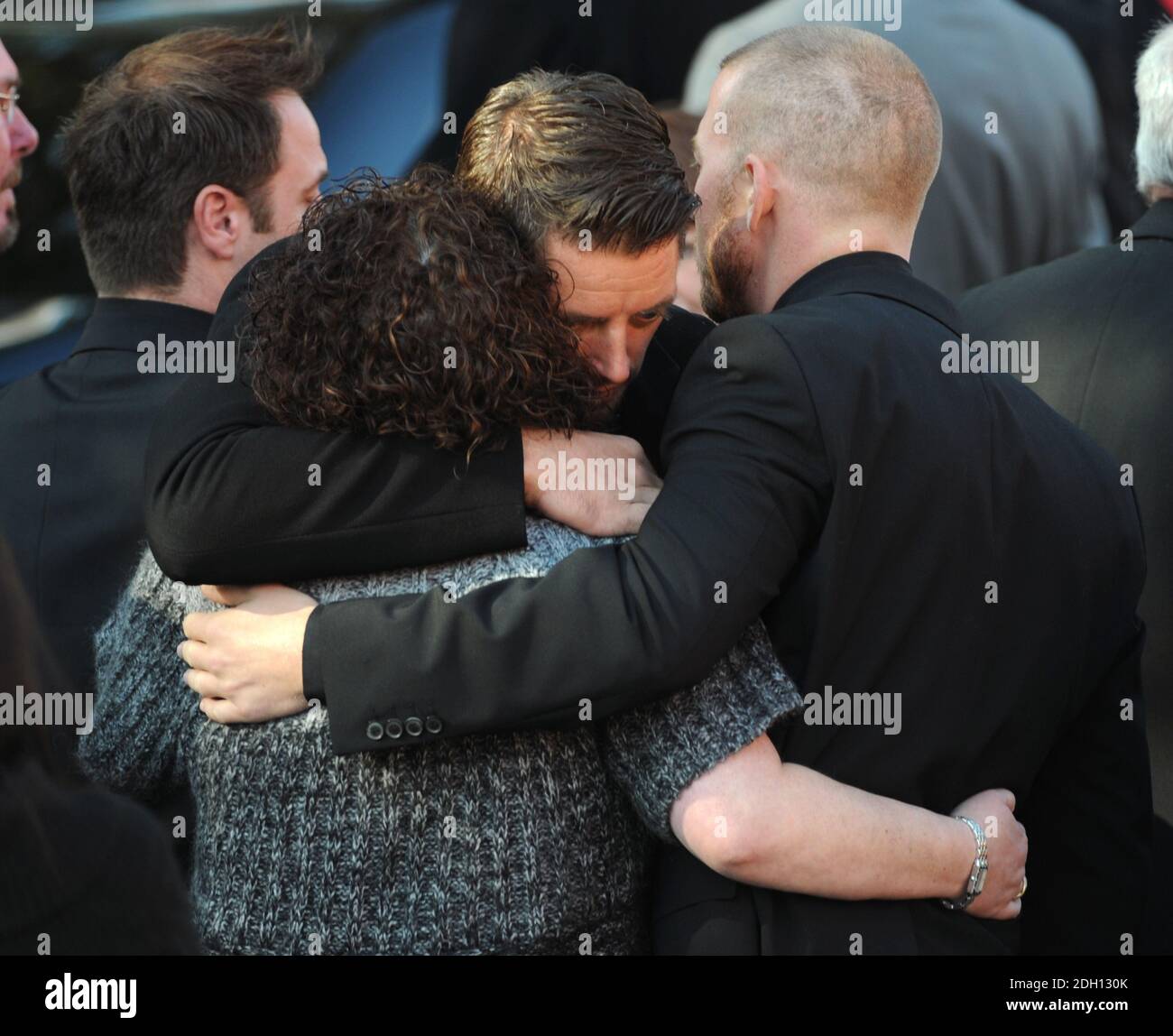 Stephen's partner, Andrew Cowles (R) seen with Keith Duffy during the ...