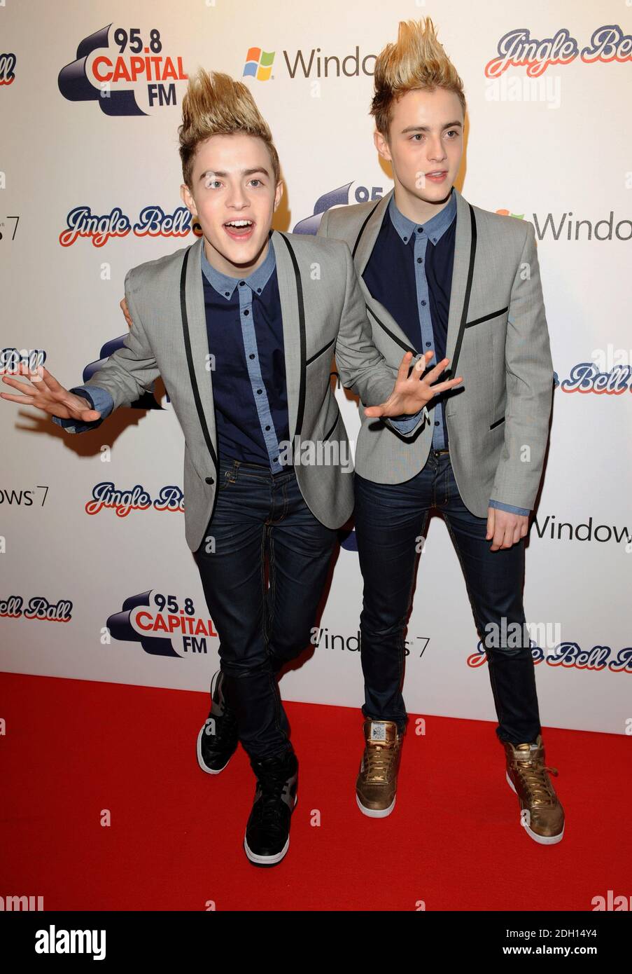 **EDITORIAL USE ONLY** John and Edward Grimes, aka Jedward, in the ...