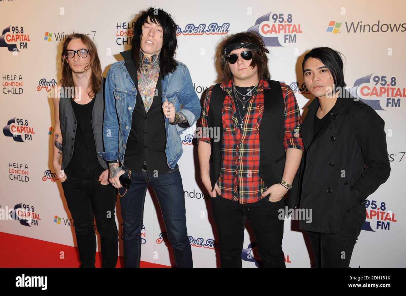**EDITORIAL USE ONLY** Metro Station (second left to right, Trace Cyrus ...