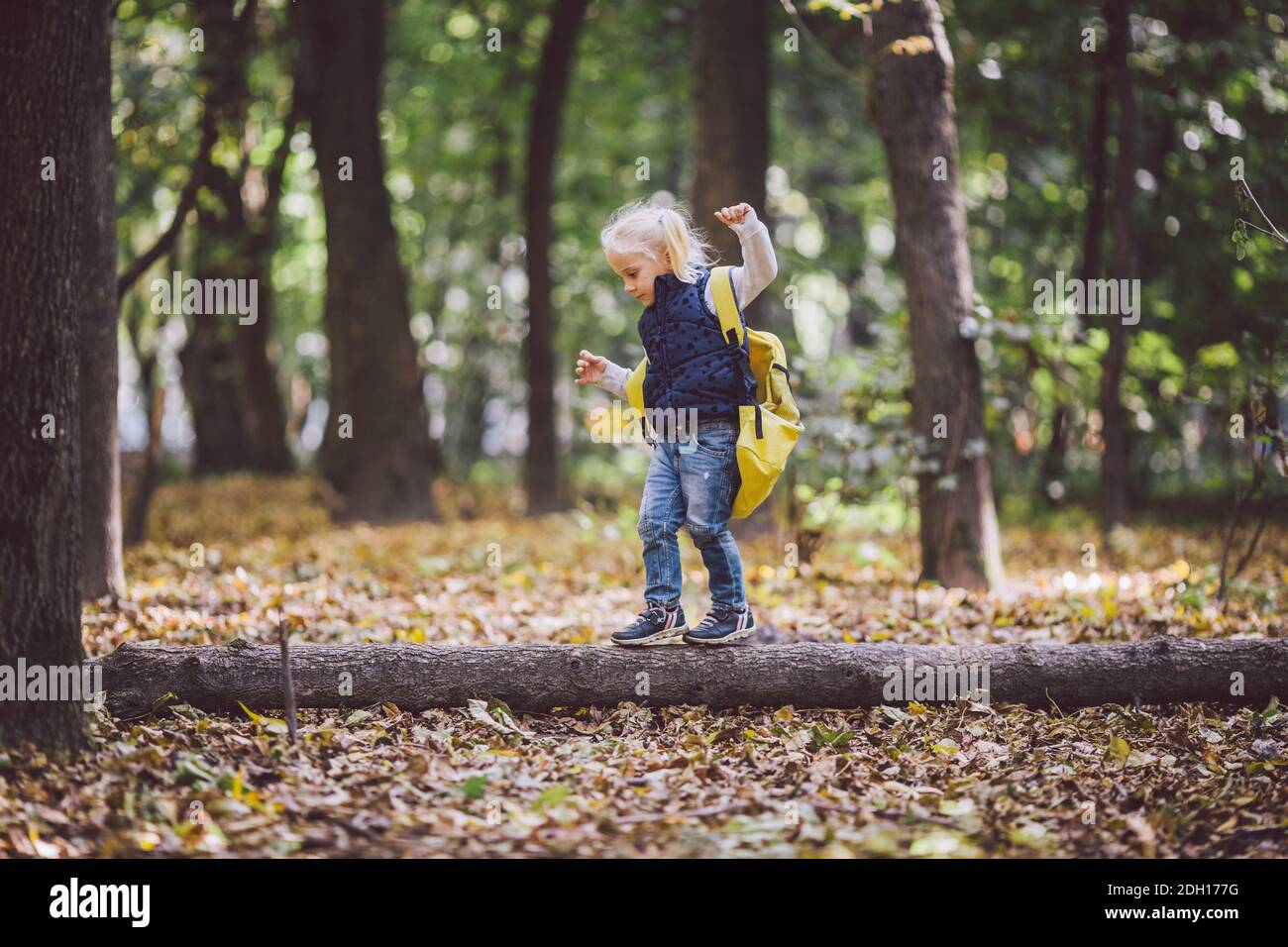The theme children outdoor activities. Funny little baby Caucasian ...