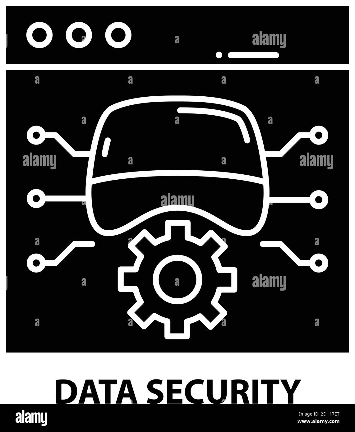 data security symbol icon, black vector sign with editable strokes ...