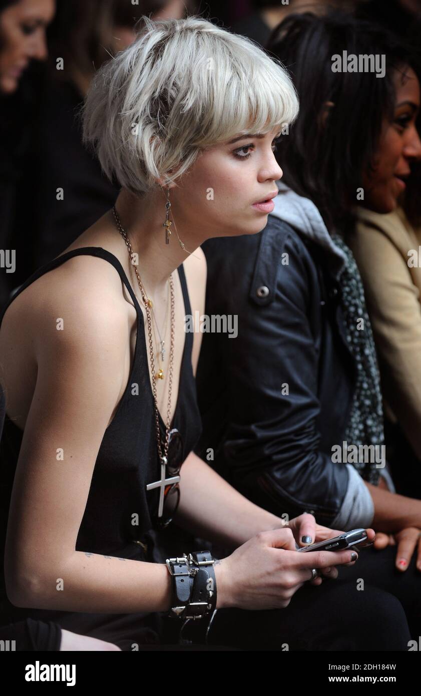 Pixie Geldof attends the Unique catwalk show during London Fashion Week ...
