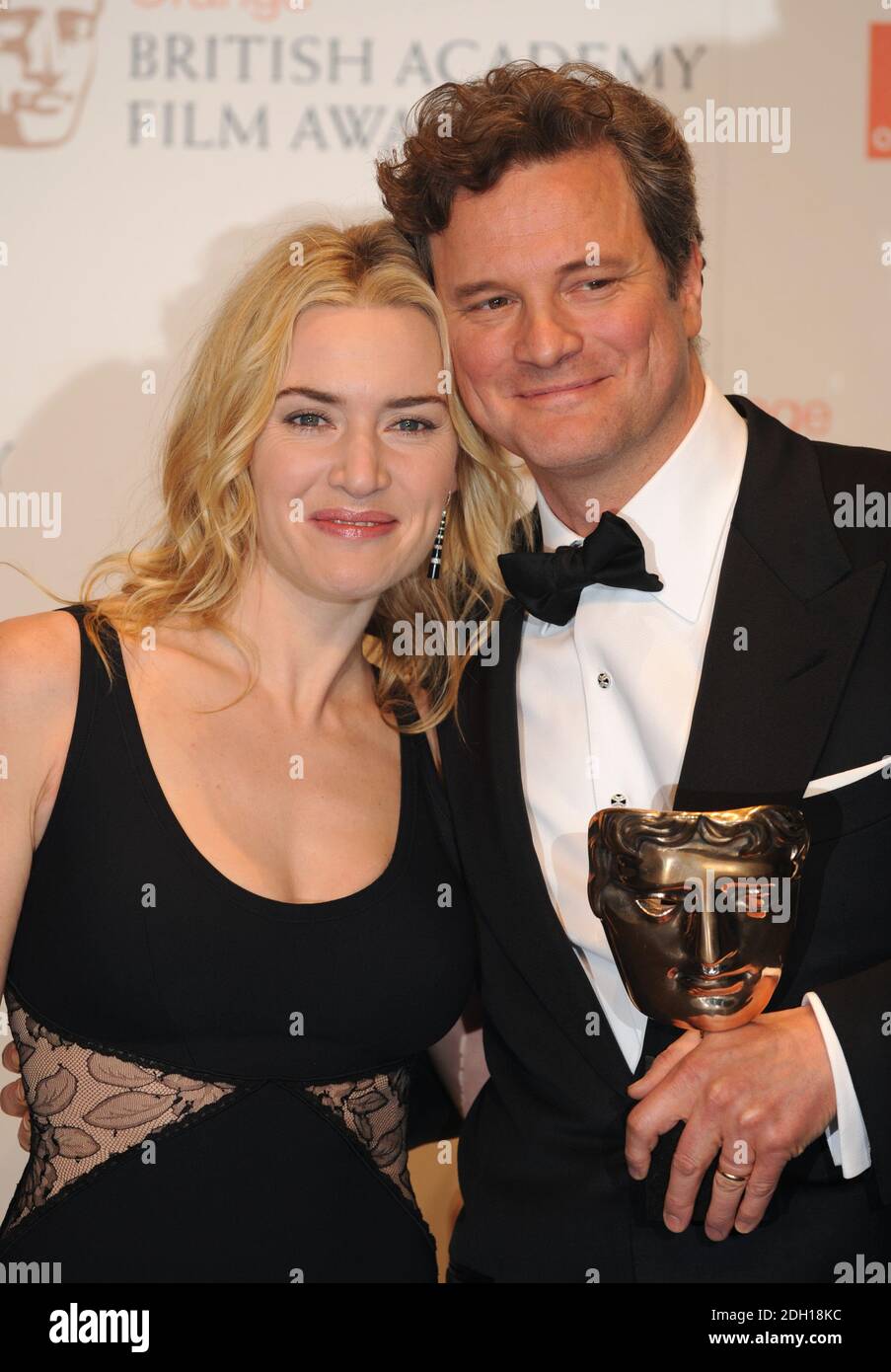 Kate Winslet and Colin Firth backstage at the Orange British Academy ...