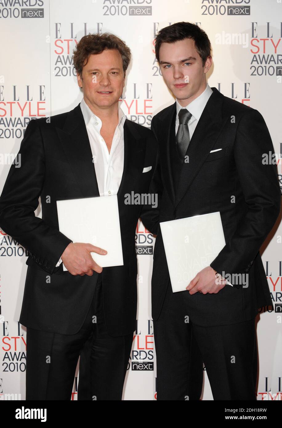 Colin Firth and Nicholas Hoult backstage at the Elle Style Awards 2010 ...