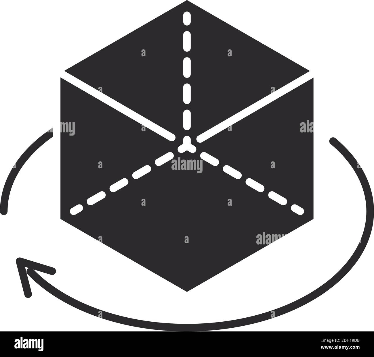 augmented reality 360 degree view cube 3D object vector illustration silhouette style Stock ...