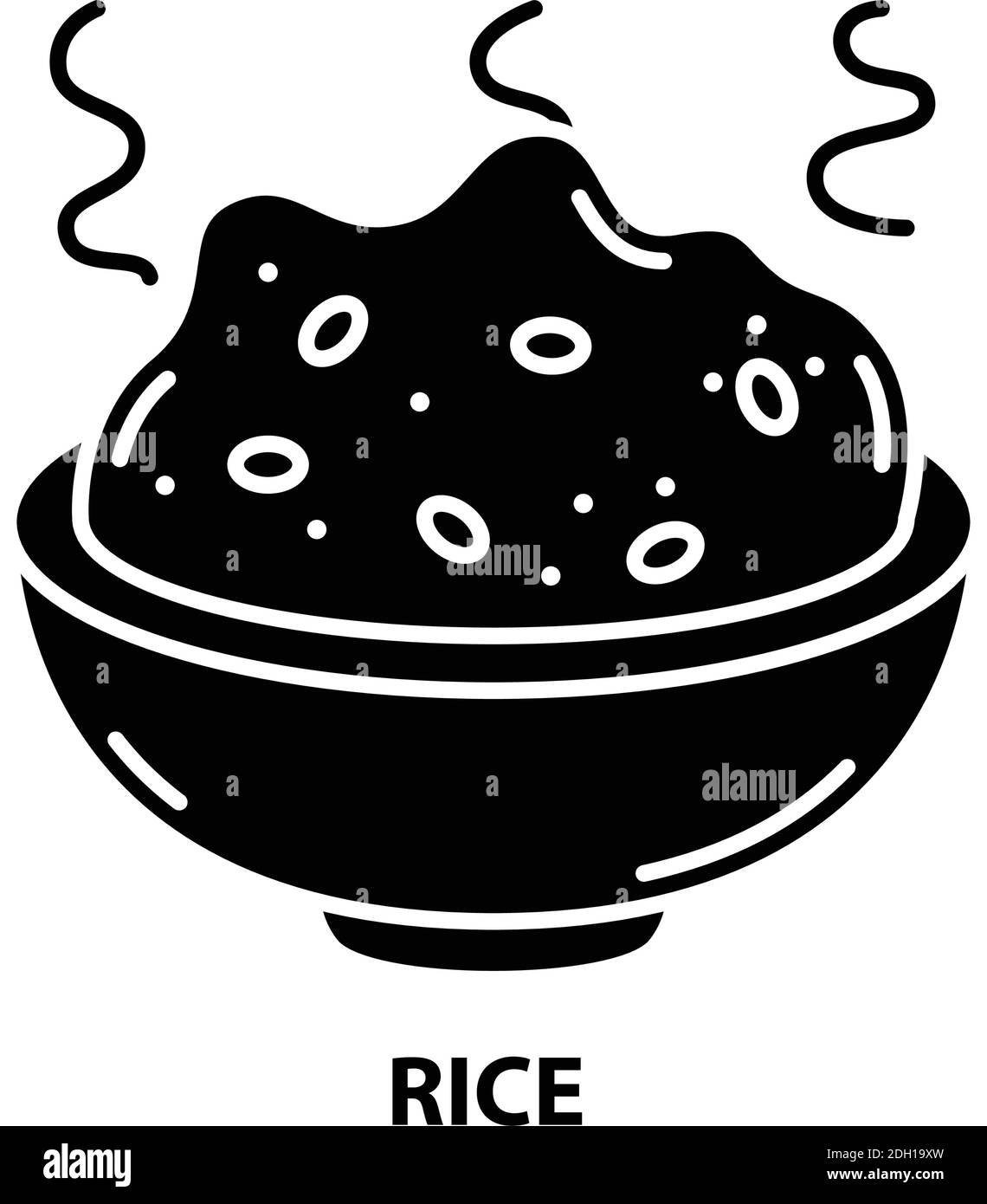 rice icon, black vector sign with editable strokes, concept ...