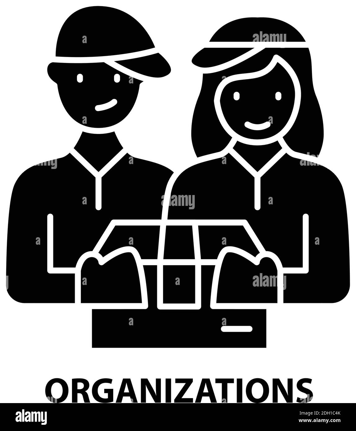 organizations icon, black vector sign with editable strokes, concept ...