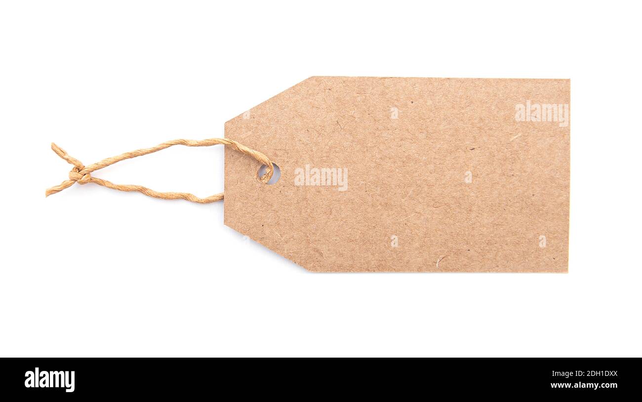 Blank paper tag or label isolated on white, layout, space for text ...