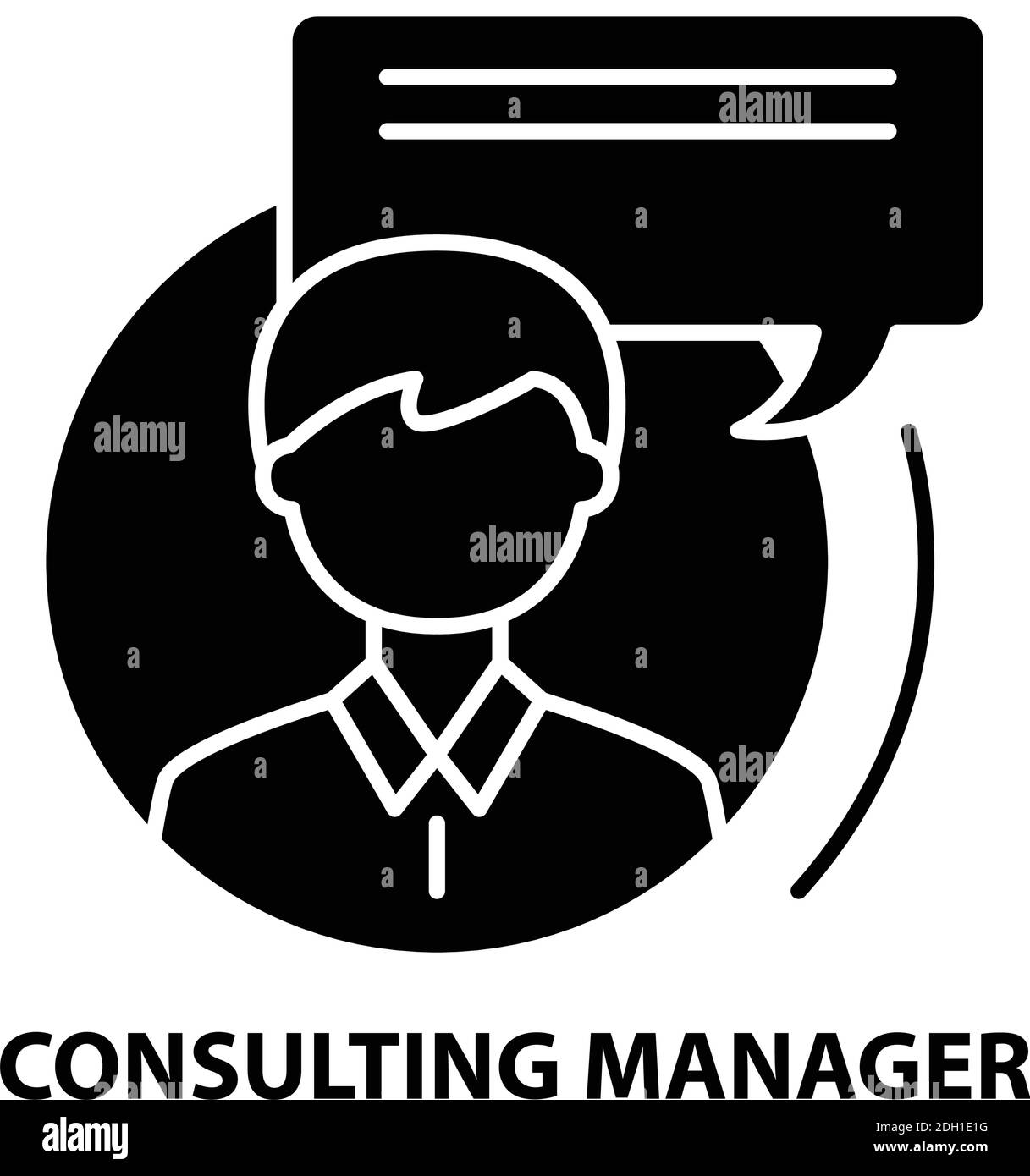 consulting manager icon, black vector sign with editable strokes ...