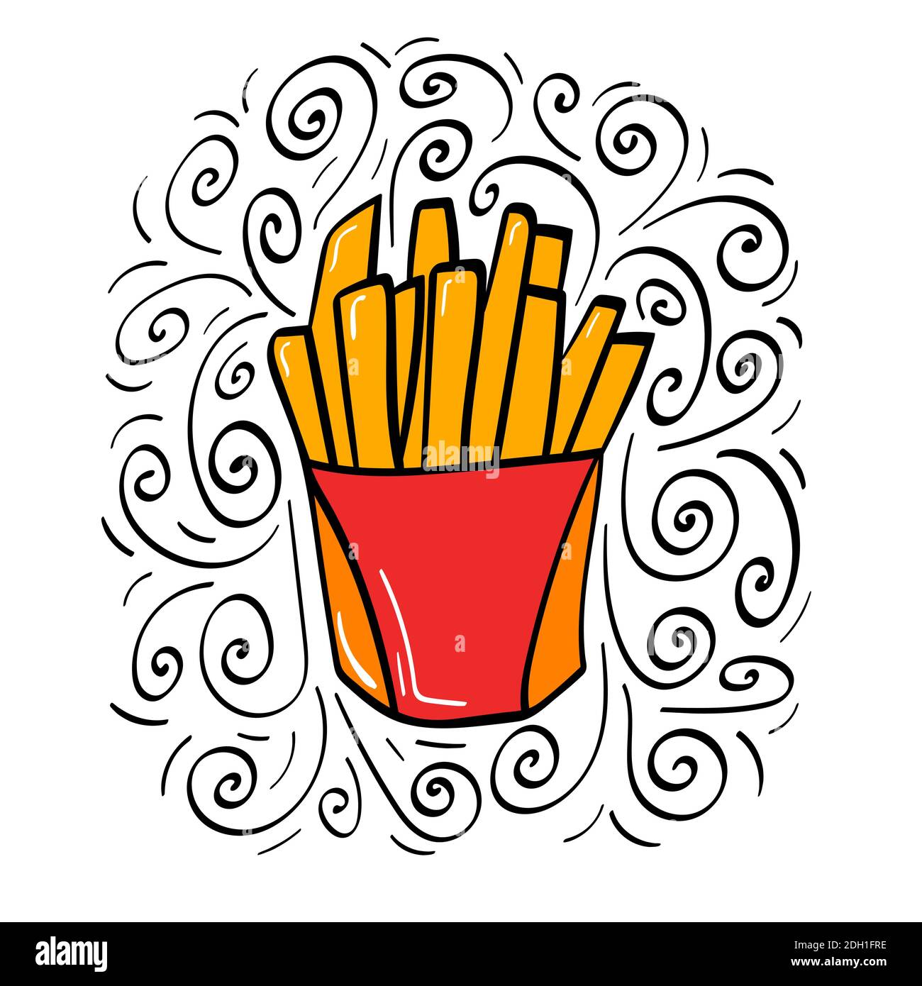 Hand drawn outline french fries hi-res stock photography and images - Alamy