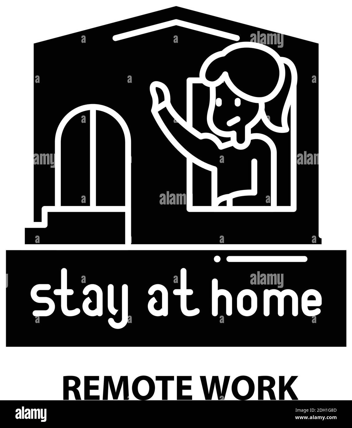 remote work icon, black vector sign with editable strokes, concept ...
