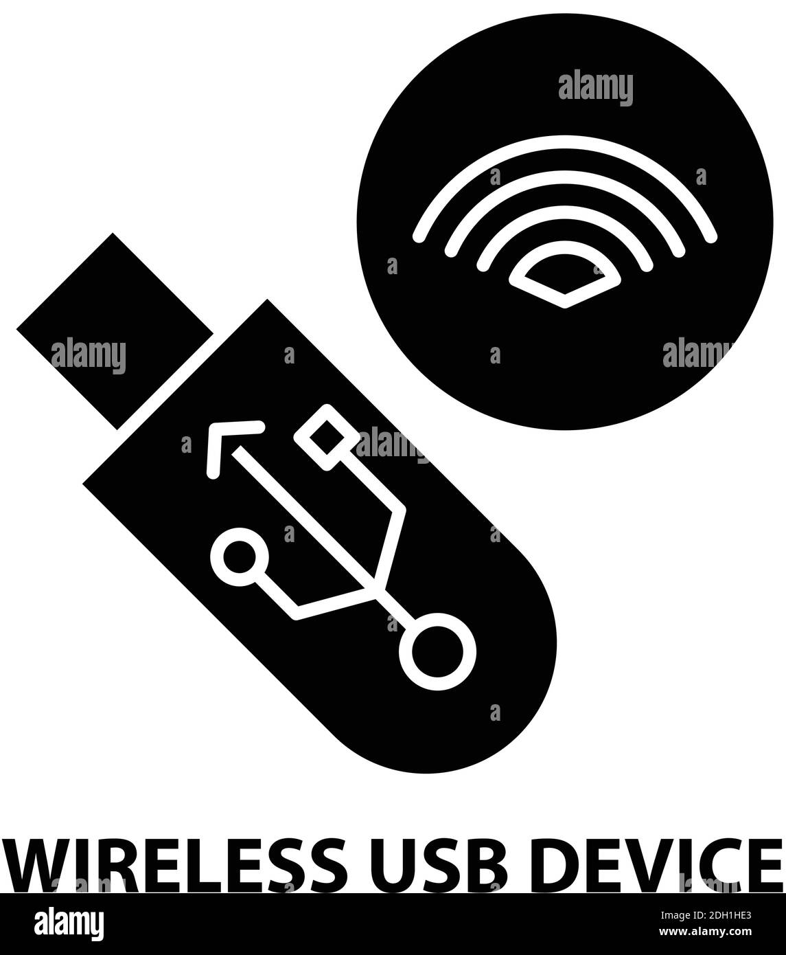 wireless usb device icon, black vector sign with editable strokes ...