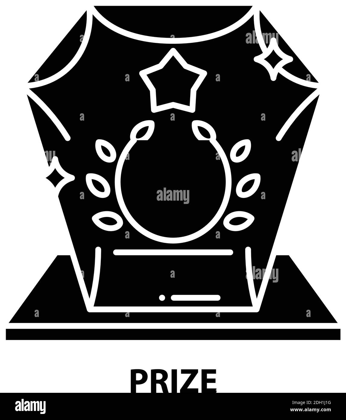prize icon, black vector sign with editable strokes, concept ...