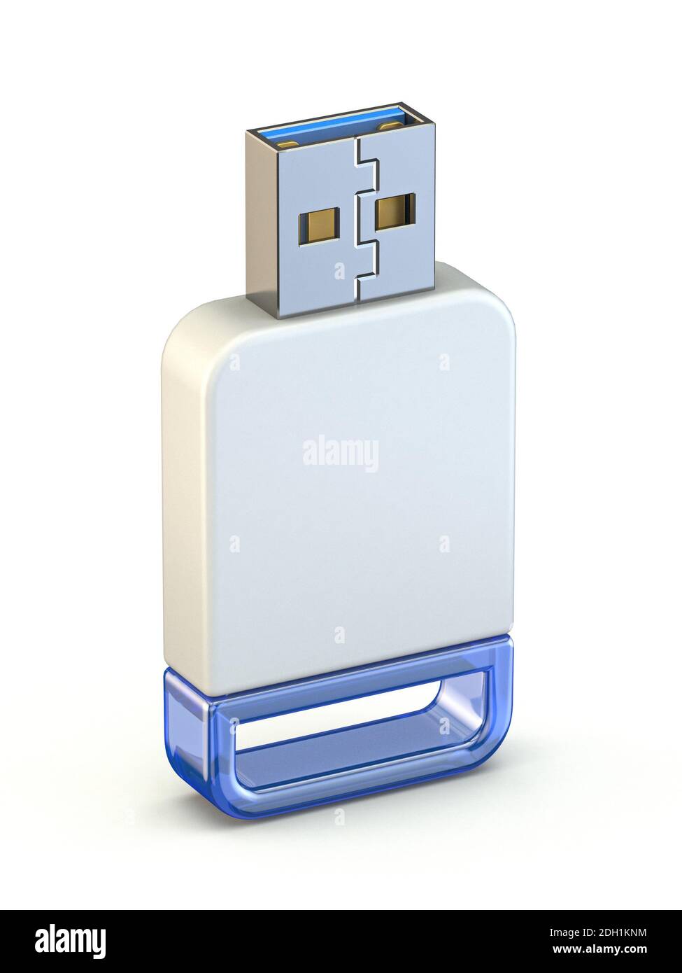 White blue USB memory stick standing 3D Stock Photo - Alamy