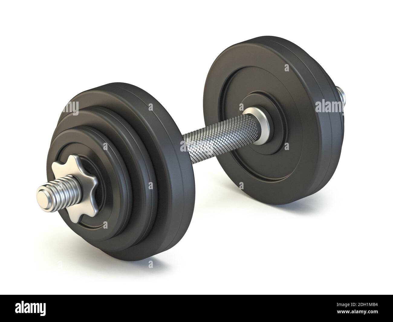 Black dumbbell Side view 3D Stock Photo - Alamy