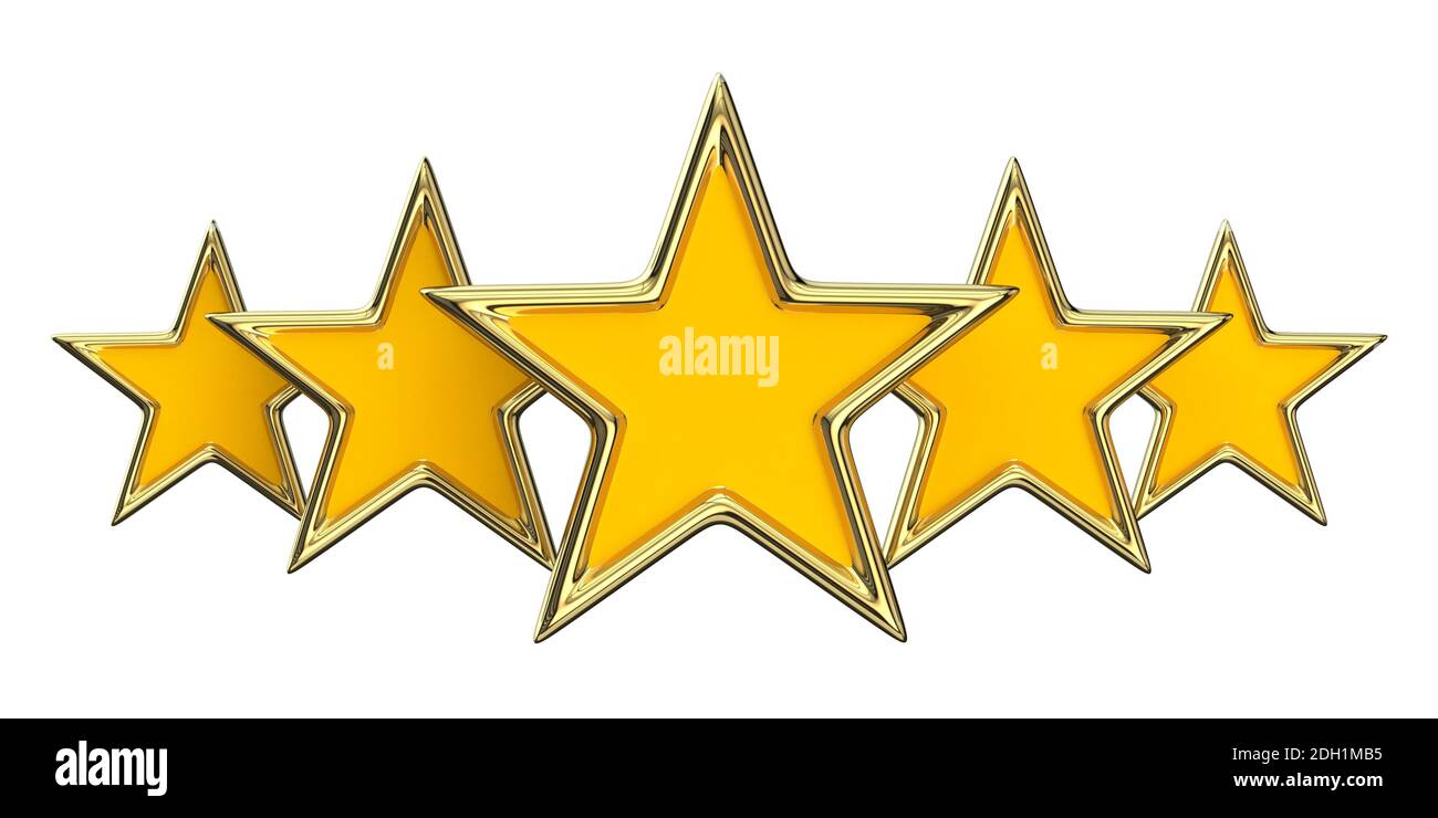 Five yellow golden stars 3D Stock Photo - Alamy