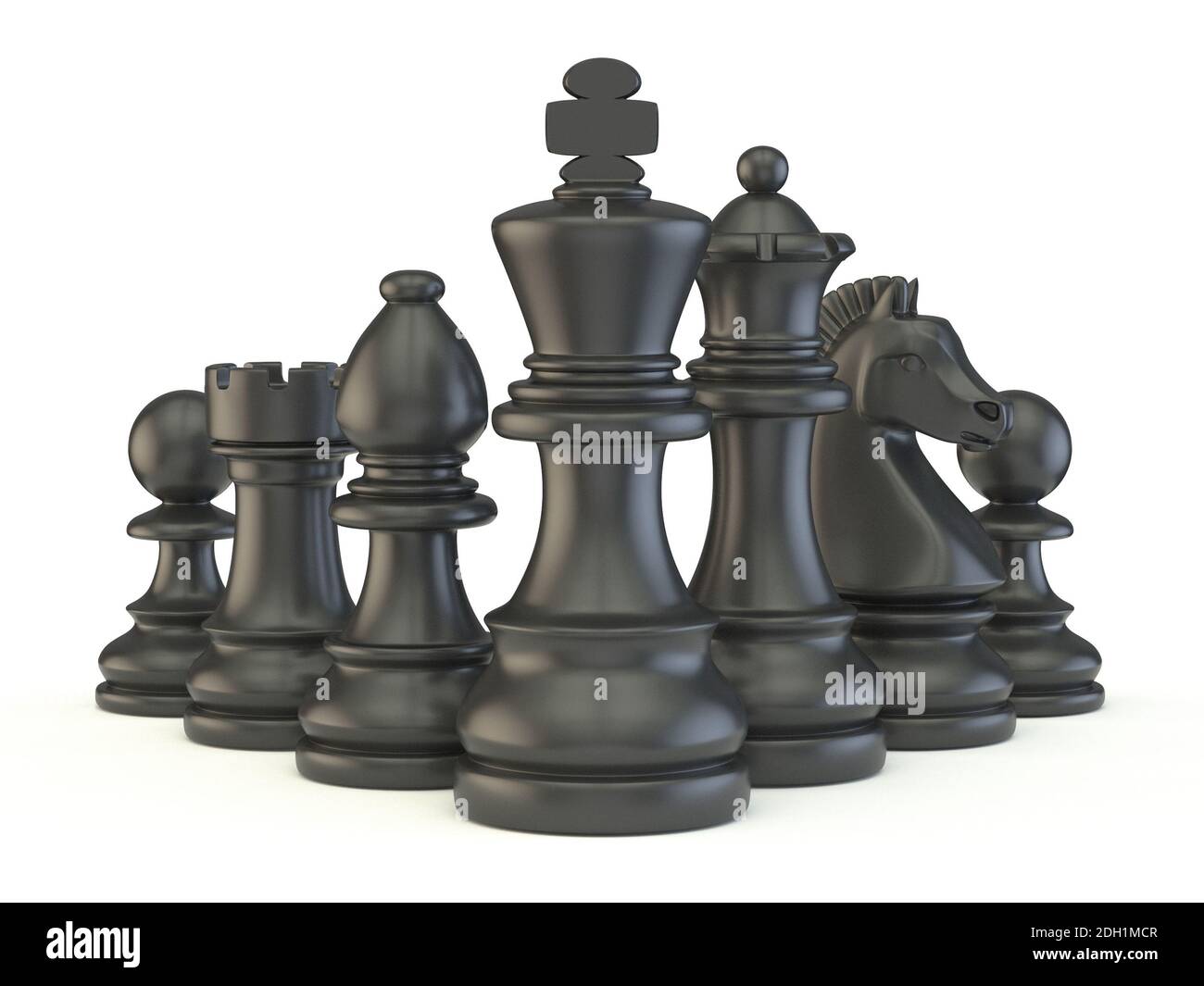 Black chess pieces 3D Stock Photo - Alamy