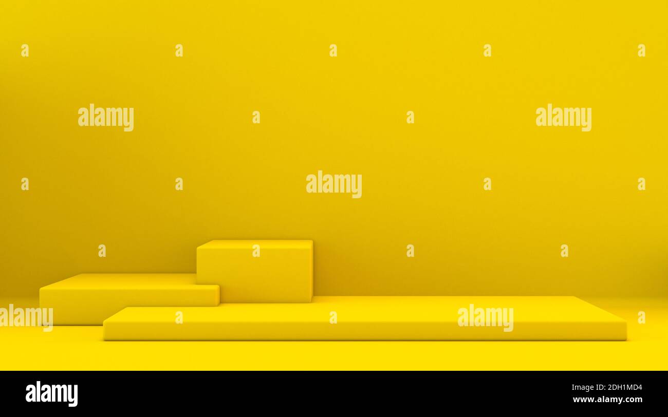 Yellow cubes stage 3D Stock Photo - Alamy