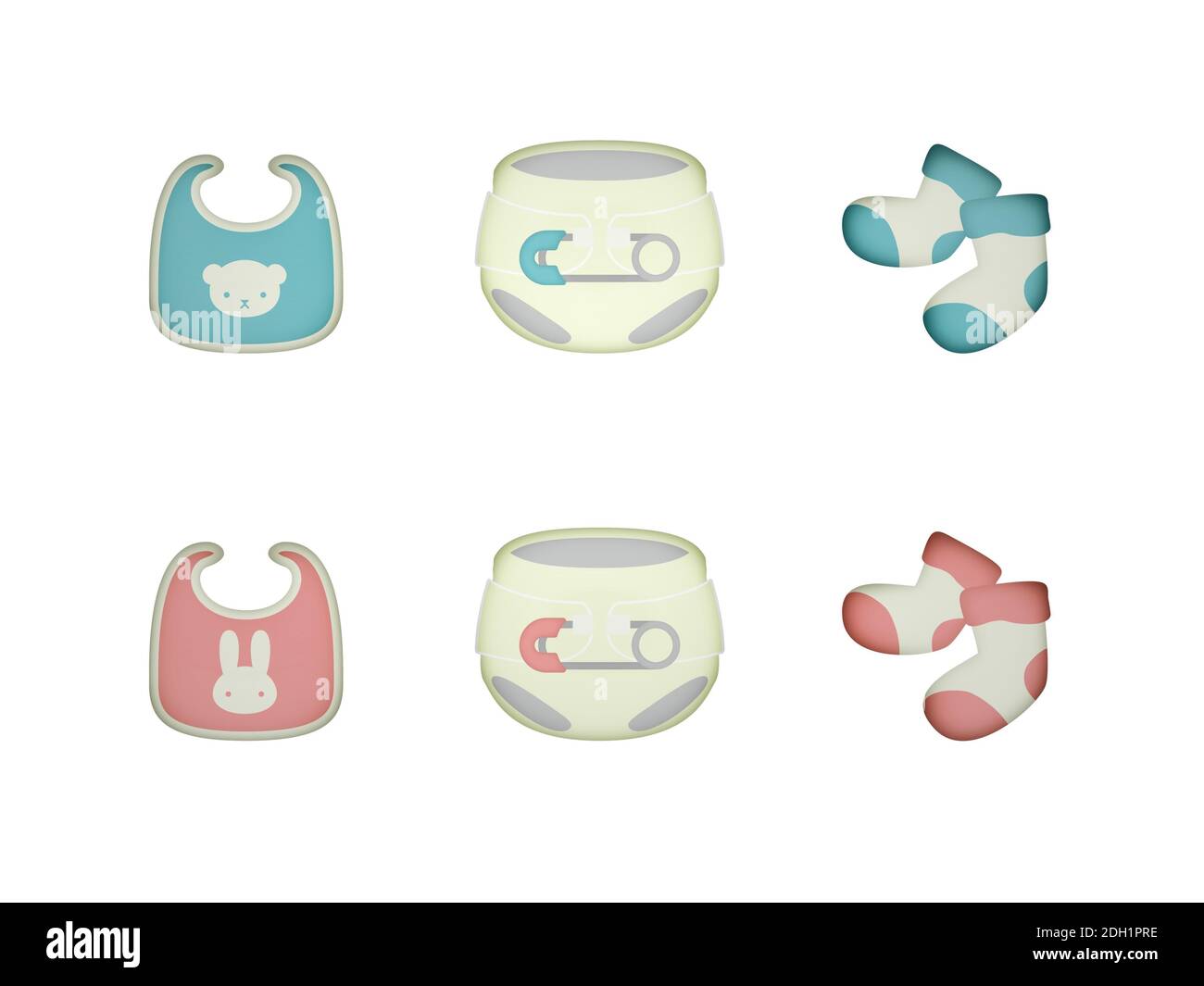 Object for a girl and boy birth on a white background - 3d rendering ...