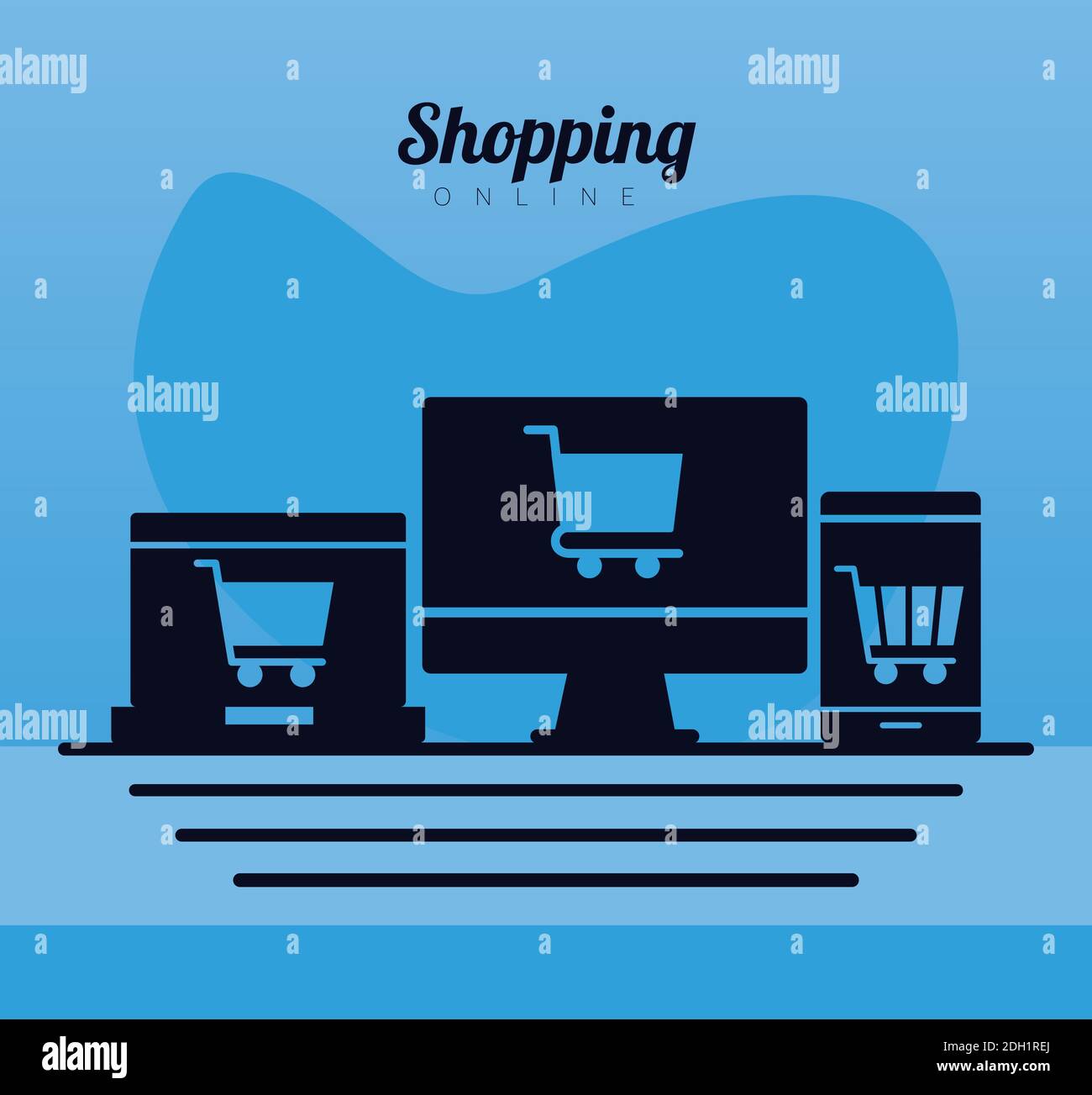 Online shopping carts Stock Vector Images - Alamy