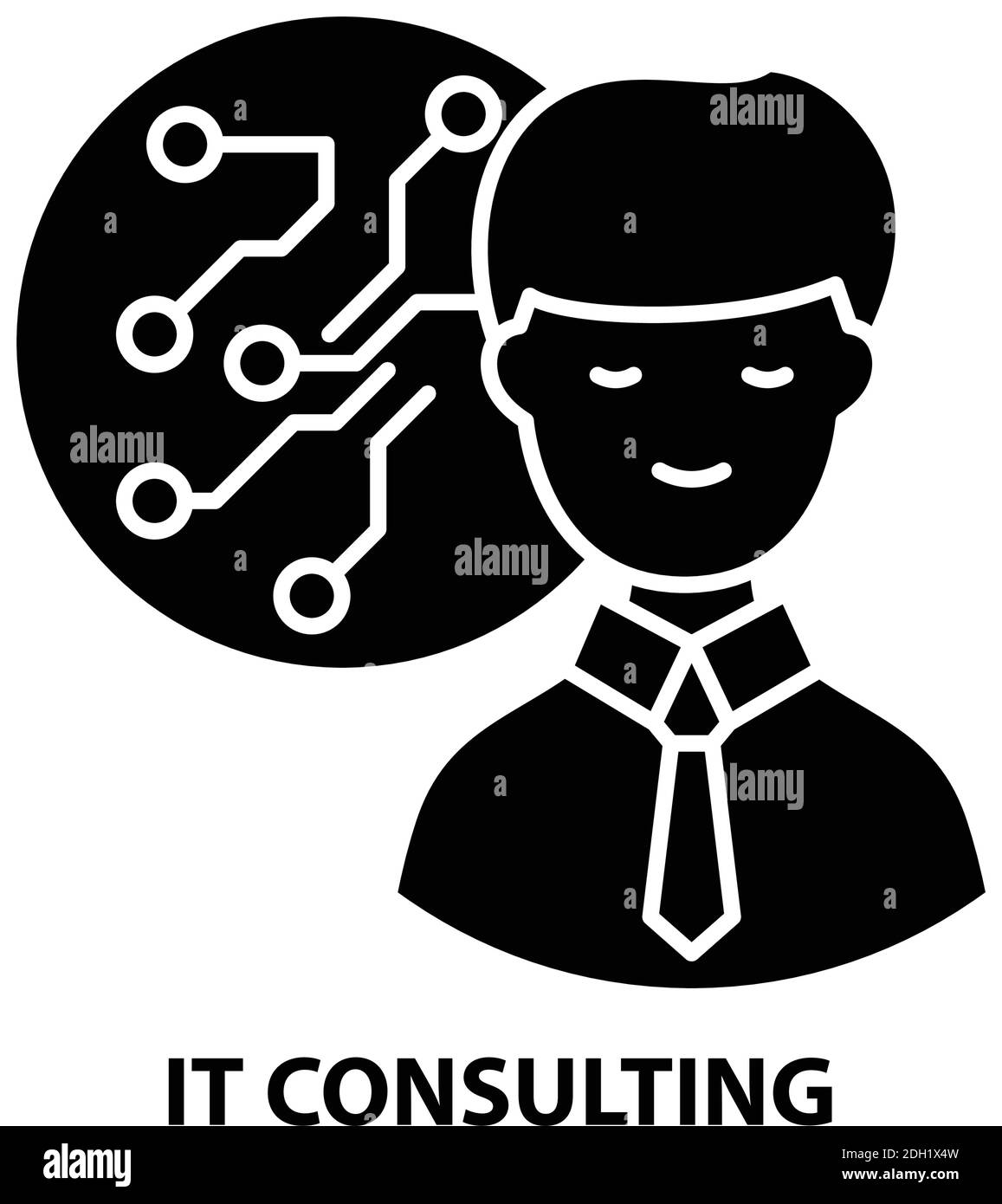 it consulting icon, black vector sign with editable strokes, concept ...