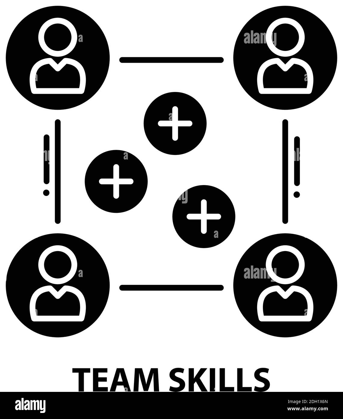team skills icon, black vector sign with editable strokes, concept ...