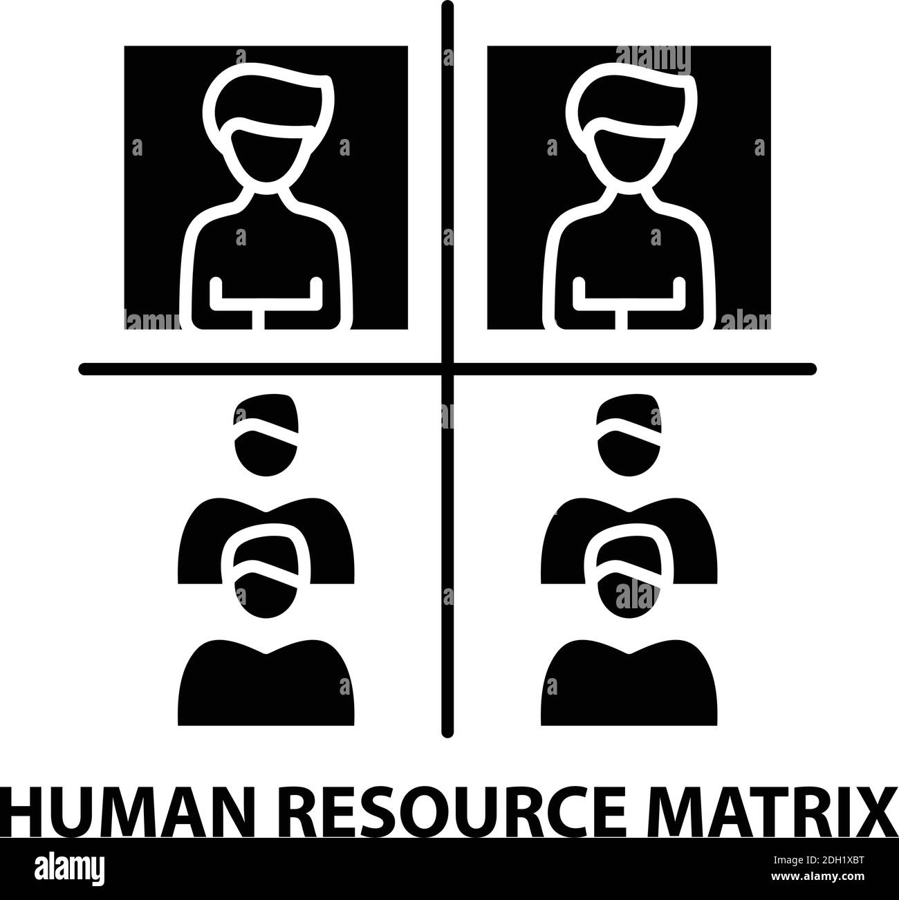human resource matrix icon, black vector sign with editable strokes ...