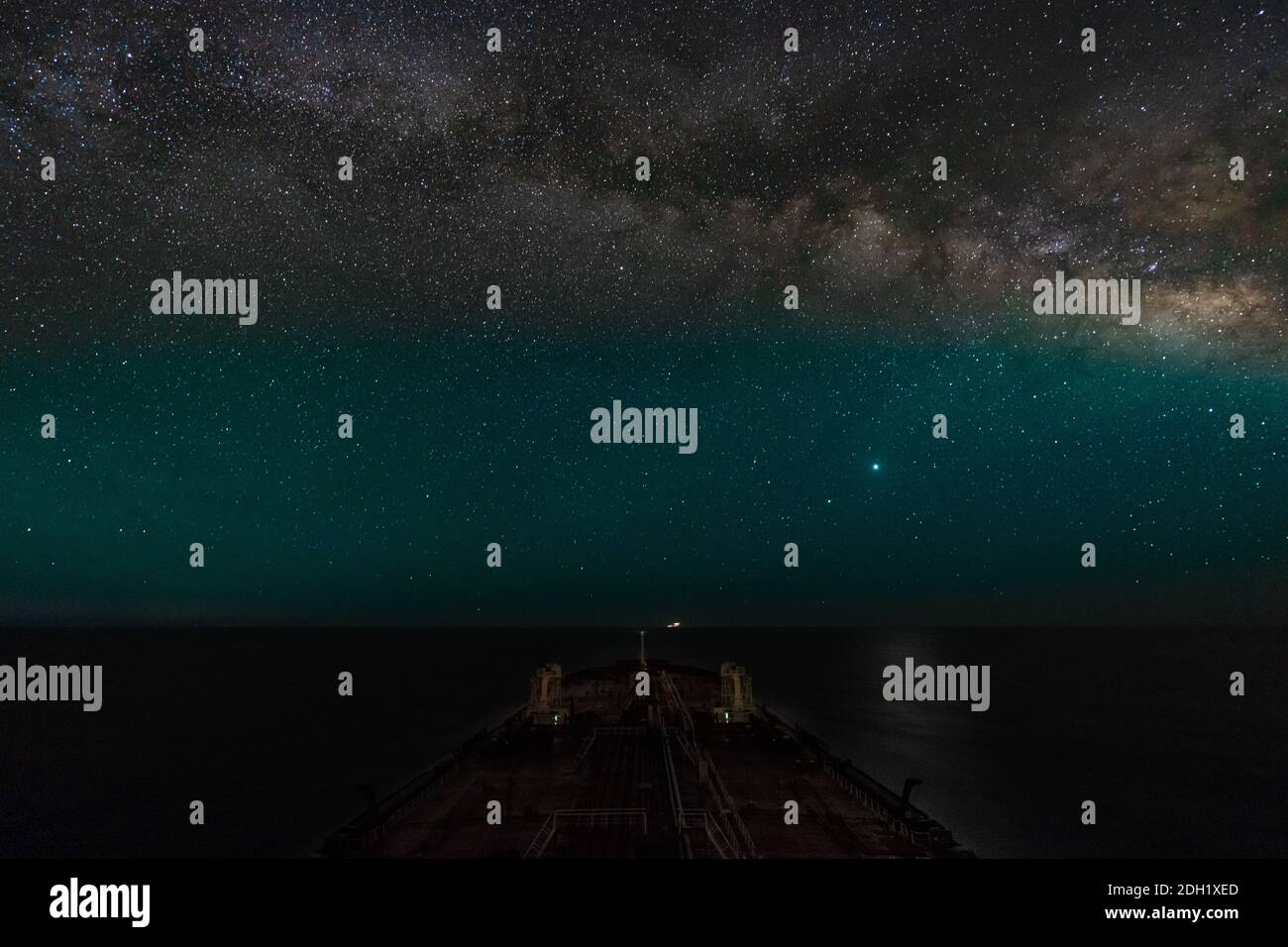 Milkyway galaxy over the night sky in the middle of atlantic ocean ...