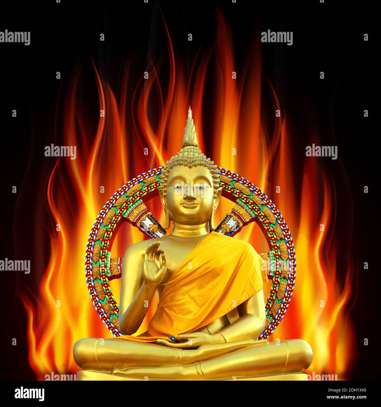 Buddha in Flammen, Thailand, Composing Stock Photo - Alamy
