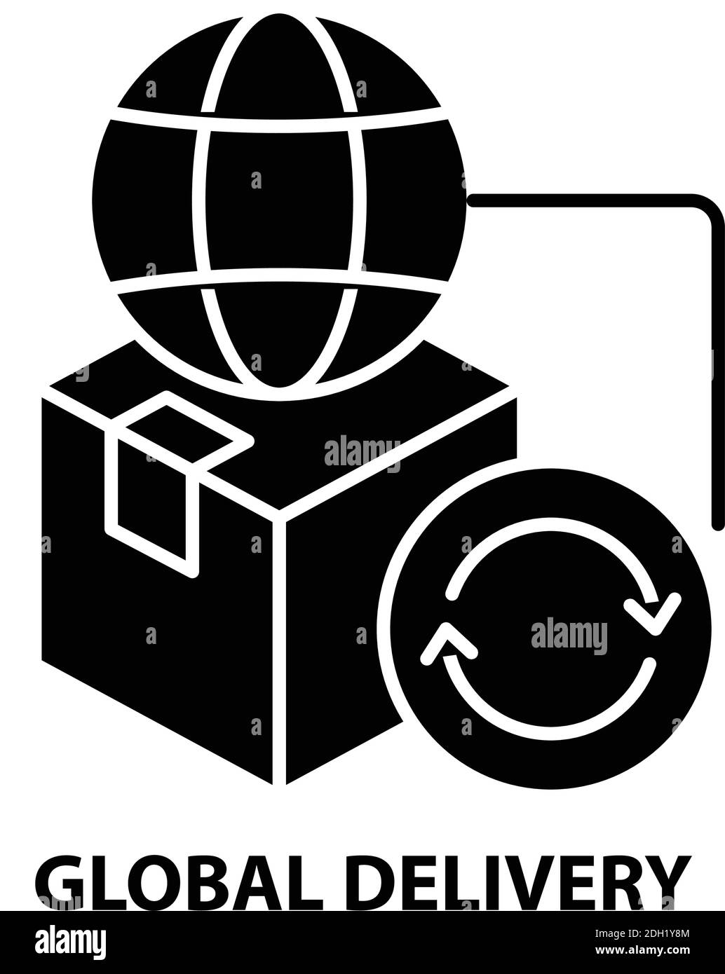 global delivery icon, black vector sign with editable strokes, concept ...