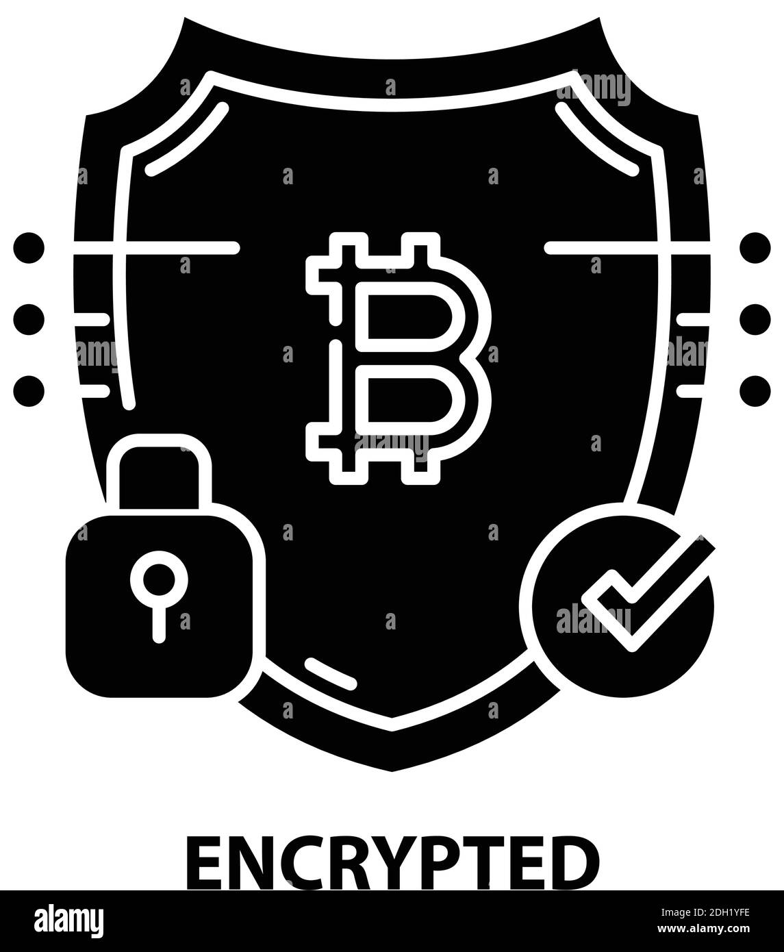 encrypted icon, black vector sign with editable strokes, concept ...