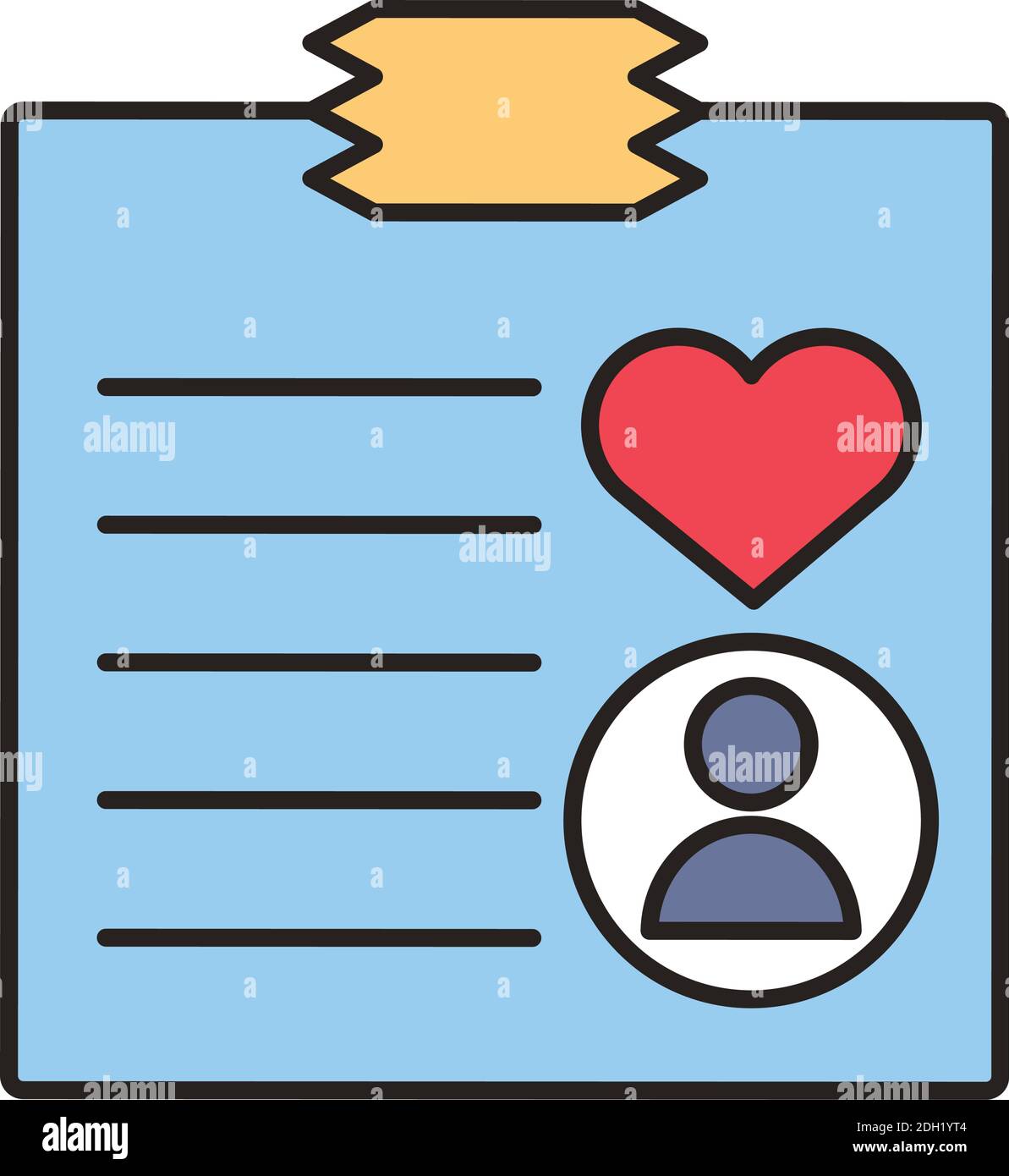 profile avatar with heart in paper line and fill style icon vector ...