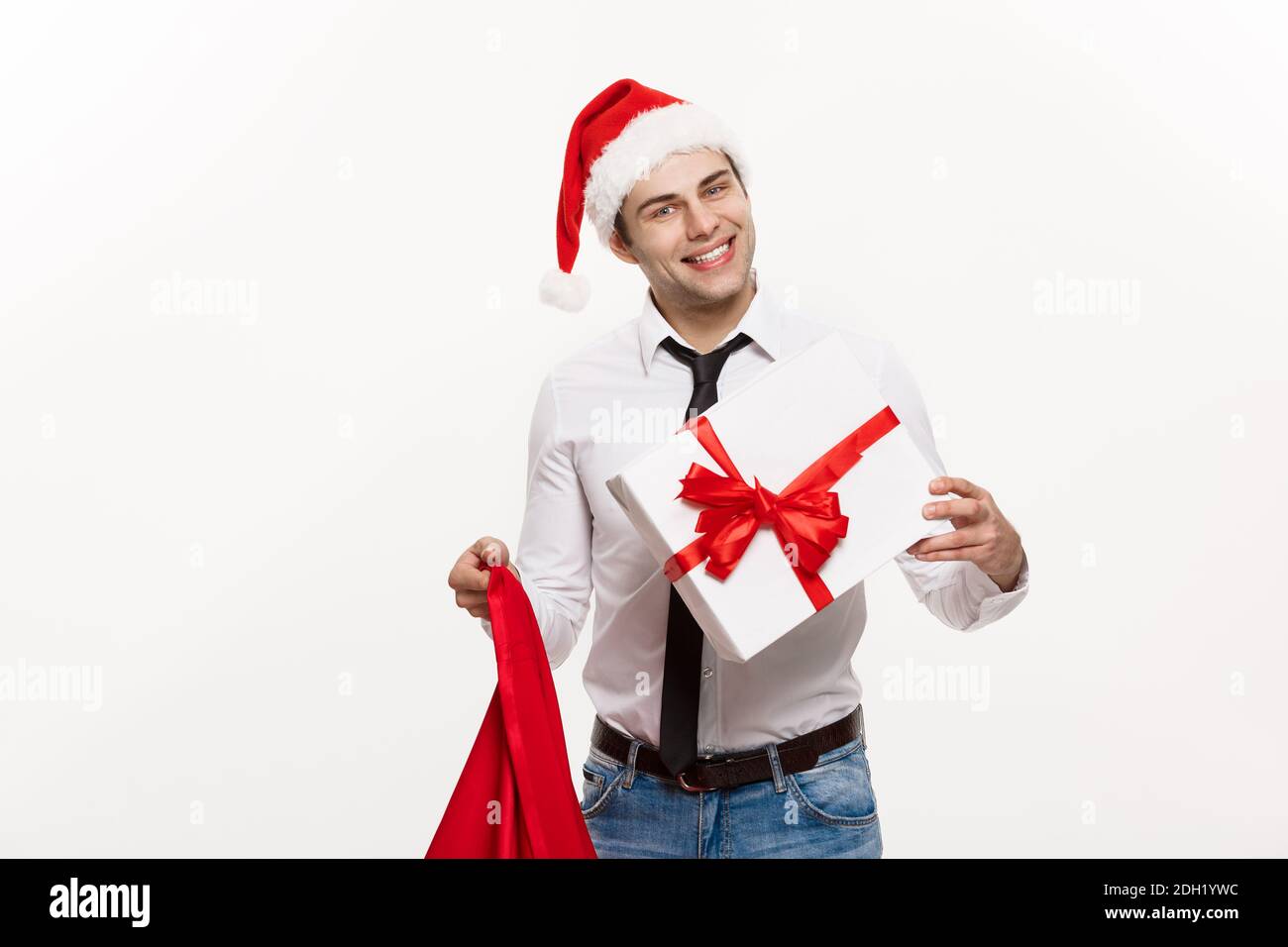 Christmas Concept - Handsome Business man celebrate merry christmas and ...