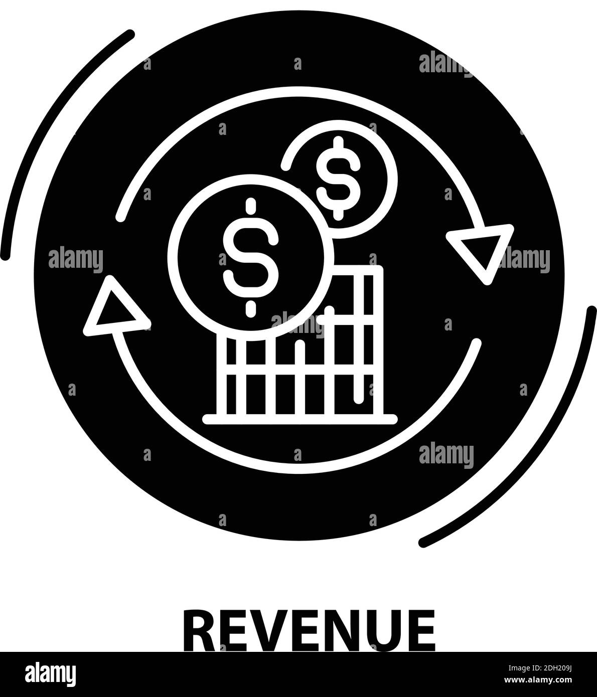revenue icon, black vector sign with editable strokes, concept ...