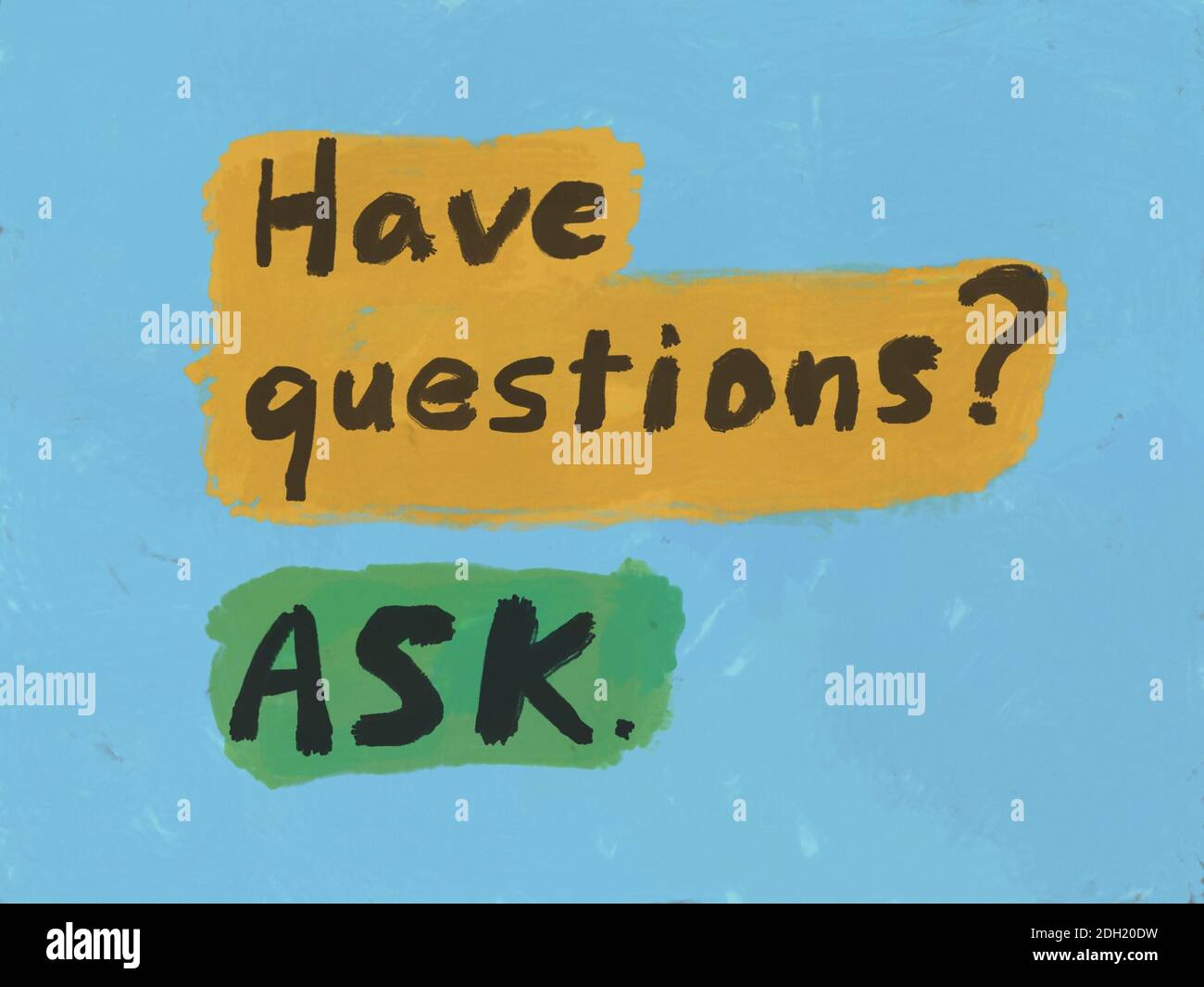 have questions ask concept words painted texture Stock Photo - Alamy
