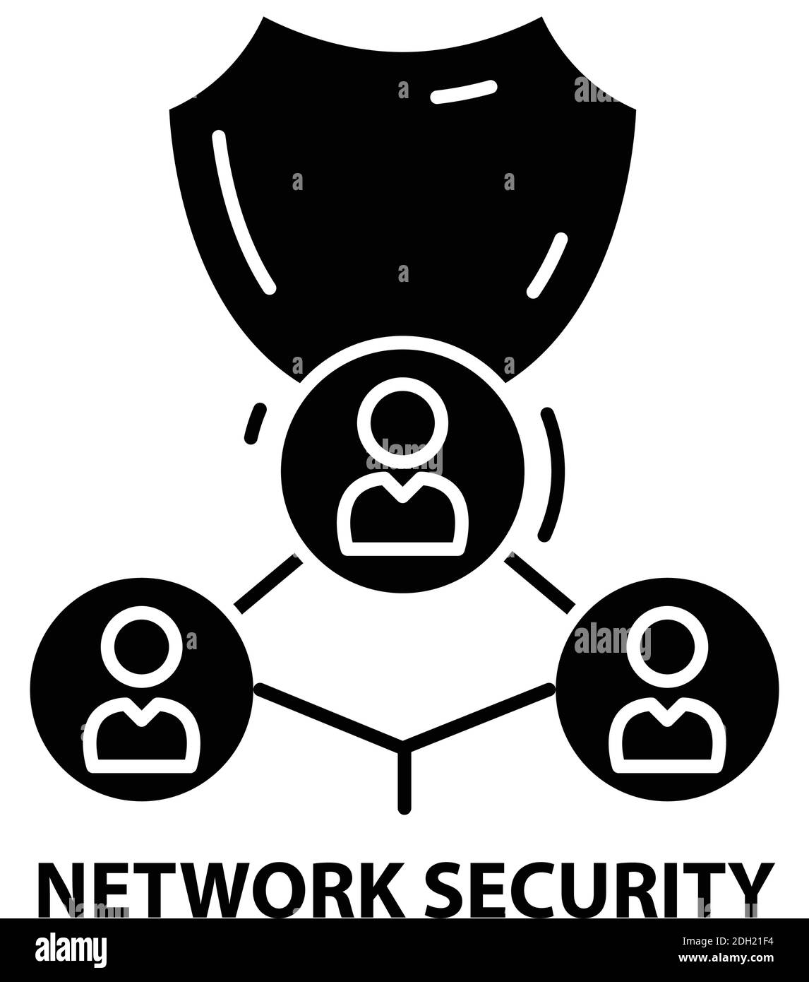network security icon, black vector sign with editable strokes, concept ...