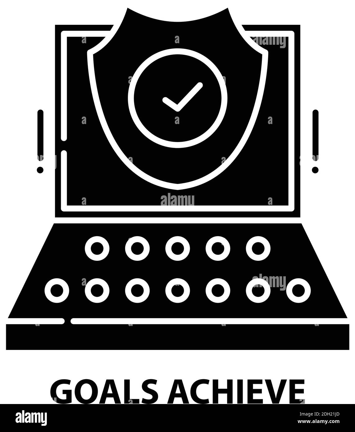 goals achieve icon, black vector sign with editable strokes, concept ...