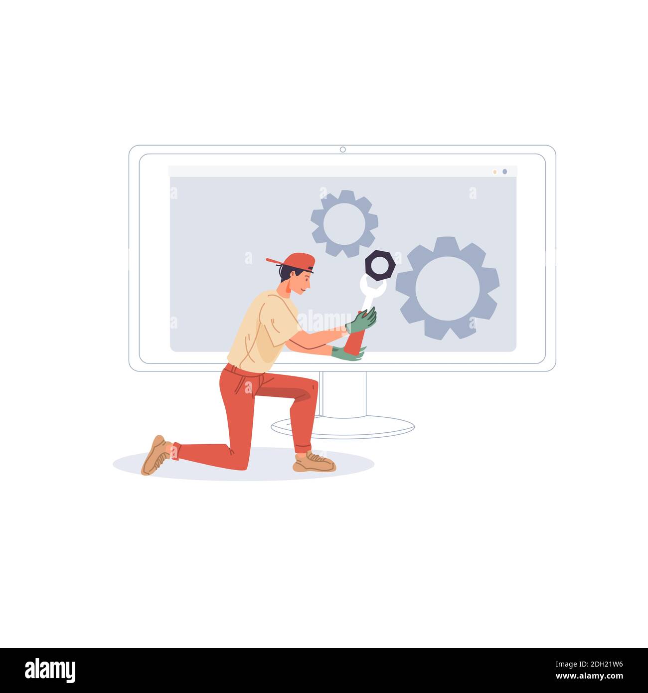 Flat cartoon character at work, vector illustration concept Stock ...
