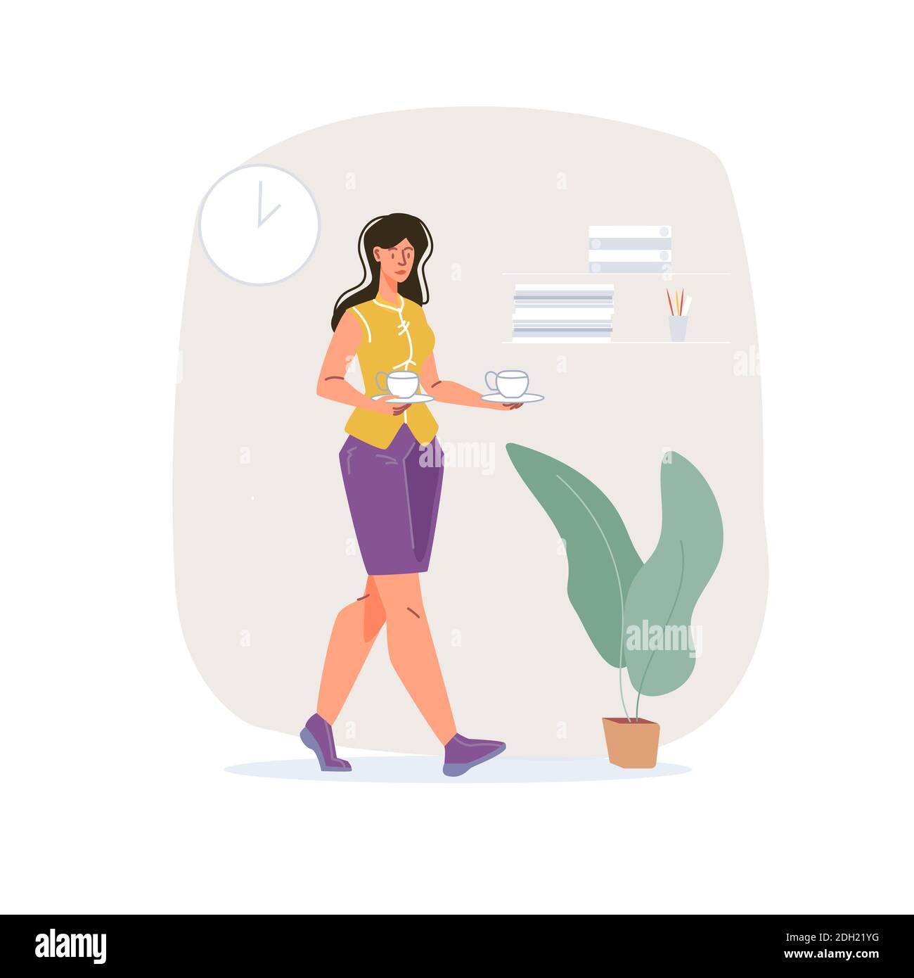 Flat cartoon character at work, vector illustration concept Stock ...