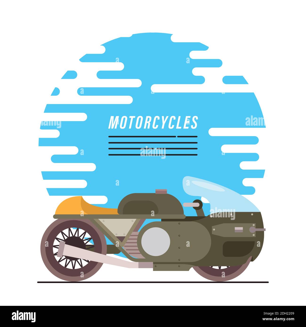 green motorbike military style vehicle and lettering vector ...